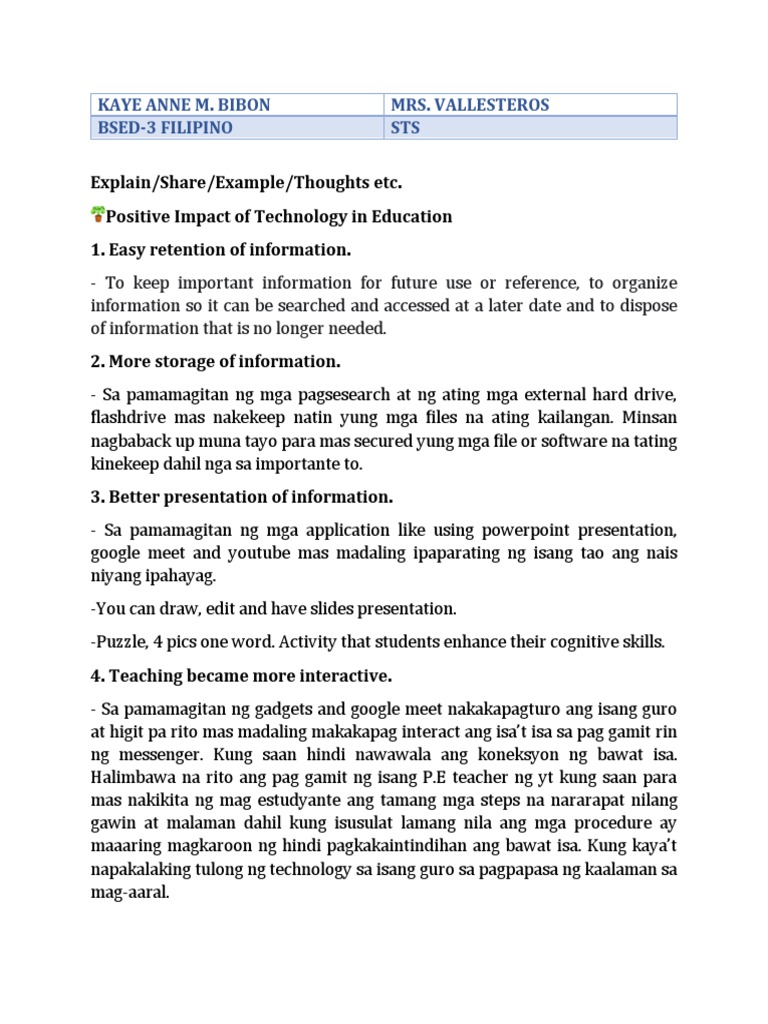 Technology Bad and Good Effects | PDF