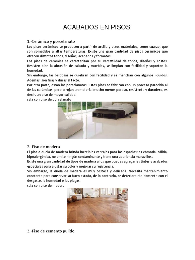 Acabados para Muros y Pisos | PDF | Loseta | Ingeniería de Edificación