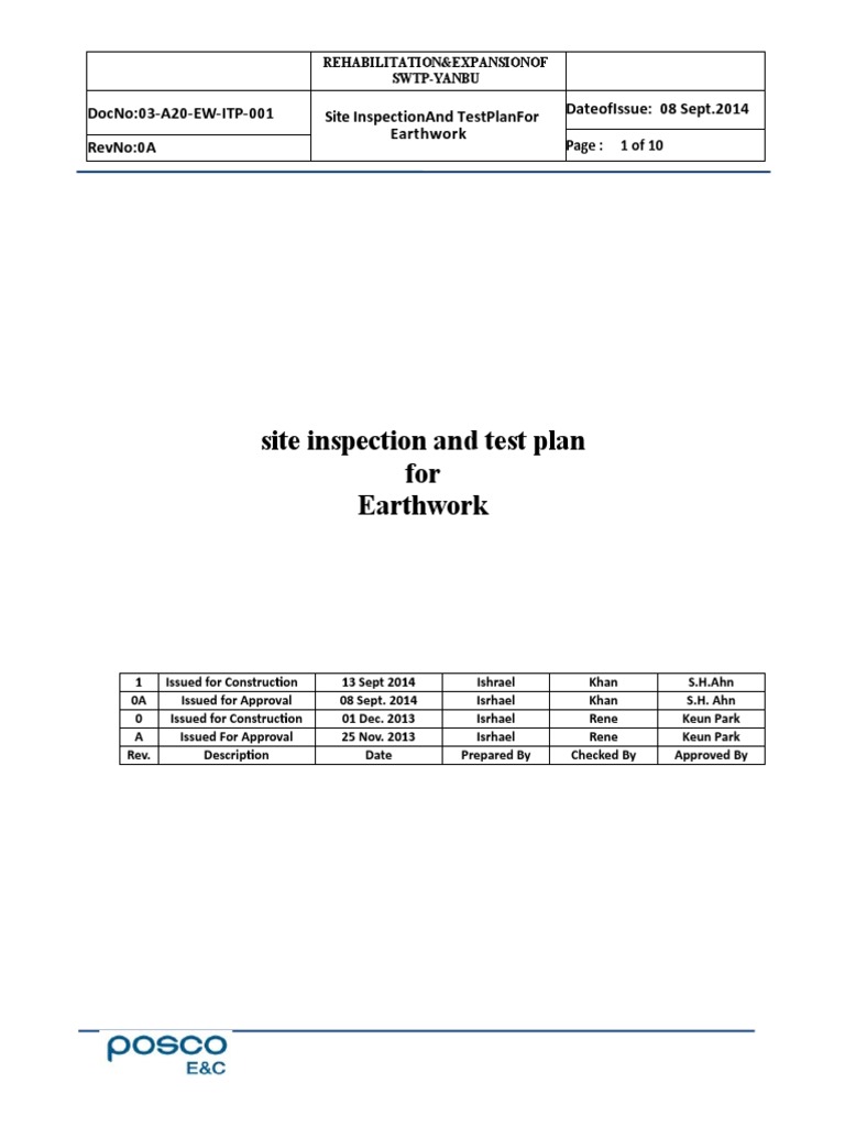 FINAL-ITP Earthwork-Rev. 1 13-09-2014 | PDF
