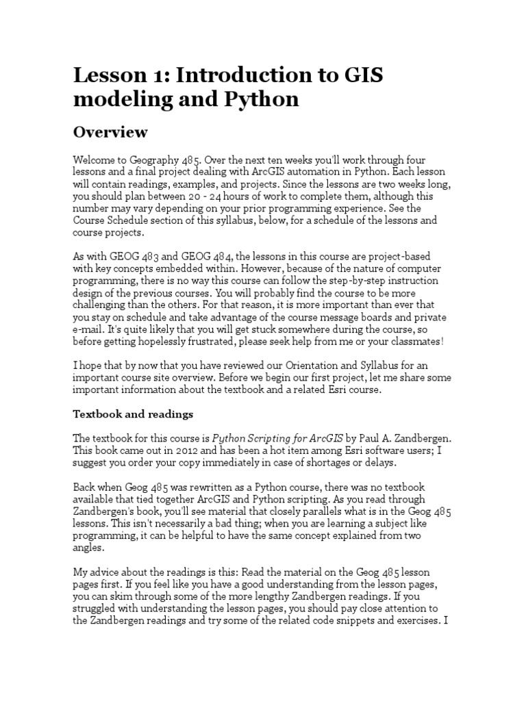 Curso Python y GIS | PDF | Arc Gis | Esri Curso Python y GIS | PDF | Arc Gis | Esri