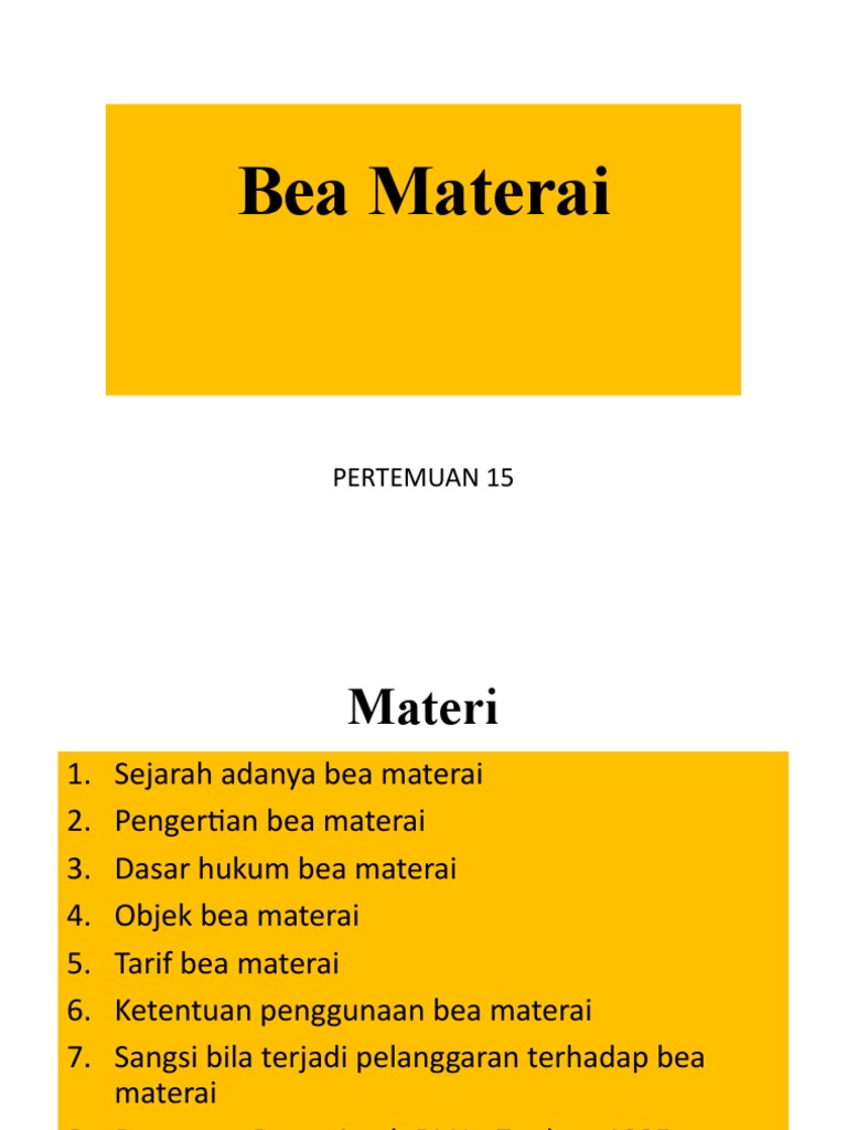 DrPERTEMUAN 15 BEA MATERAI | PDF
