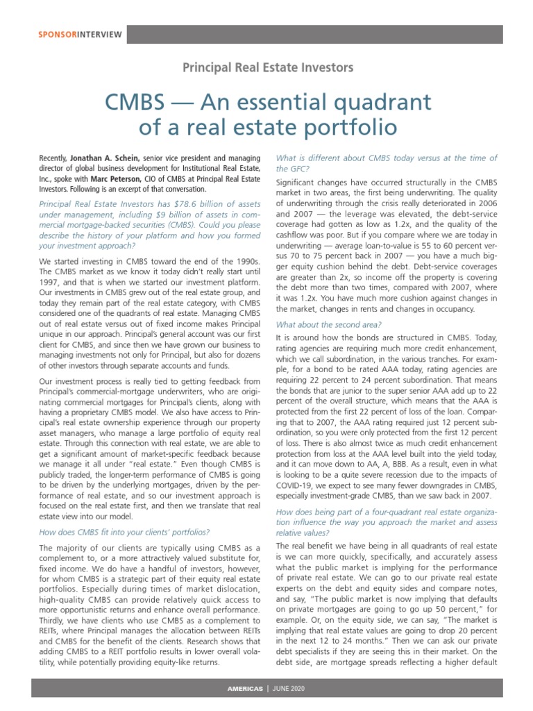 CMBS - An Essential Quadrant of A Real Estate Portfolio | PDF ...