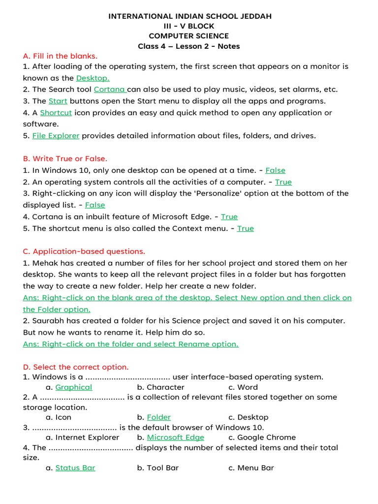 Class 4 - Lesson 2 - Notes | PDF | Icon (Computing) | Computer File