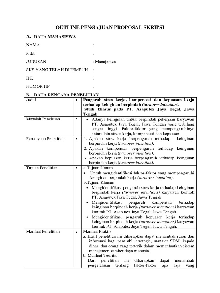 Outline Proposal Skripsi Manajemen SDM | PDF