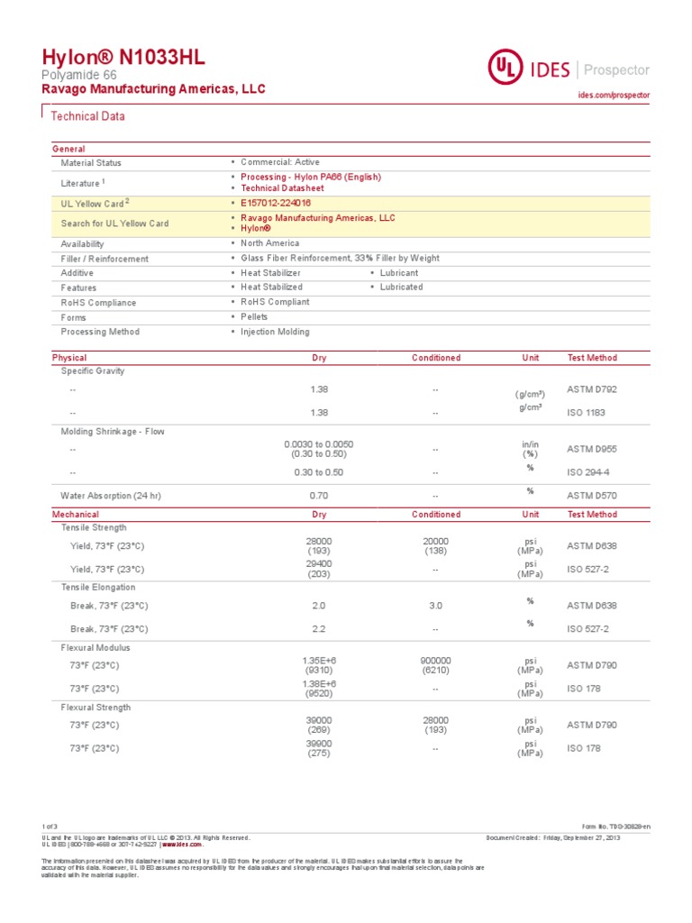 TDS HylonN1033HL | PDF | Materials | Building Engineering