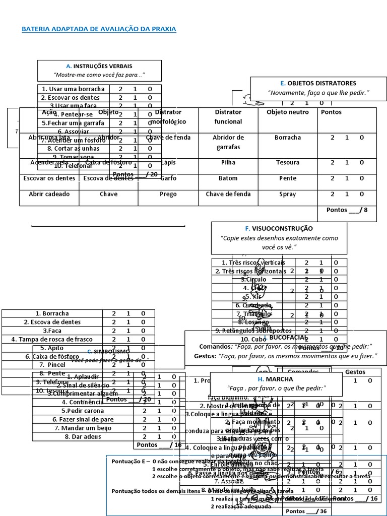 Praxias. Bateria Praxia Completo | PDF