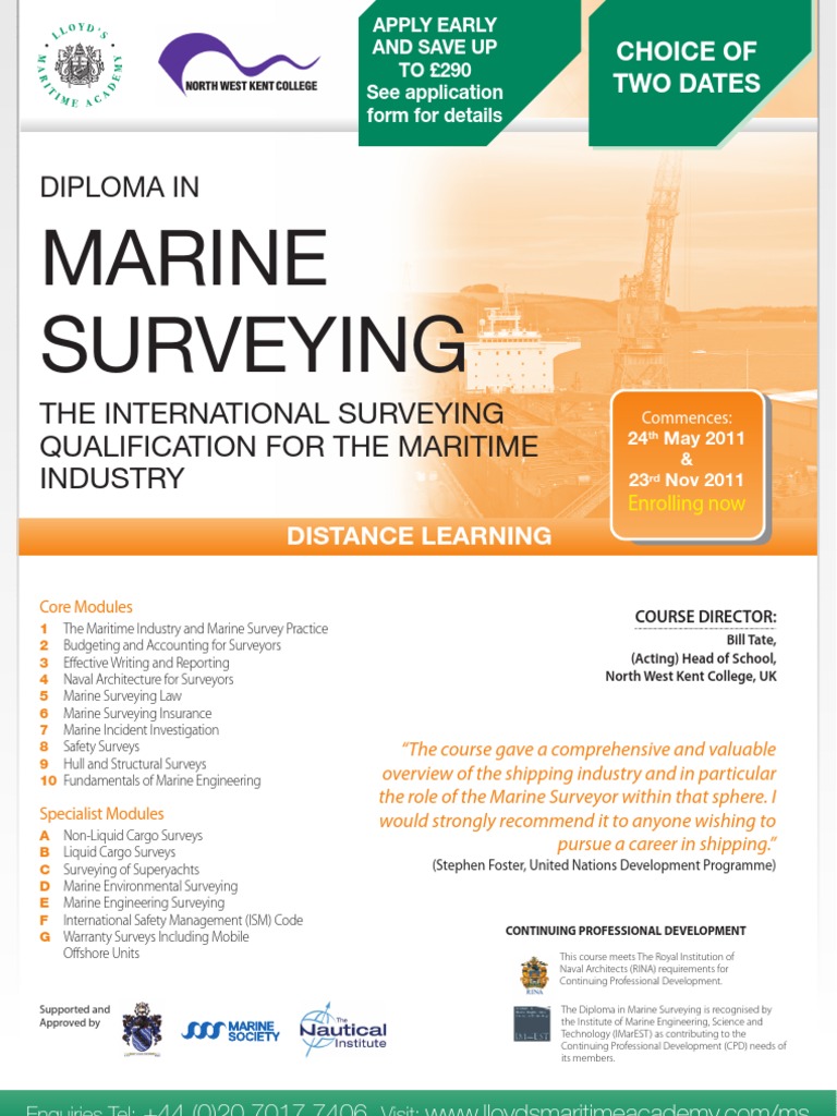 Diploma in Marine Surveying | PDF | Admiralty Law | Distance Education