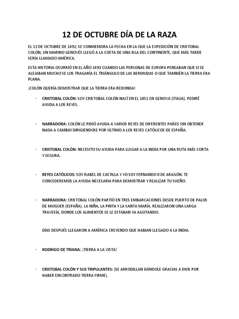 12 de Octubre: Día de la Raza y Diversidad | PDF | Cristobal colon ...
