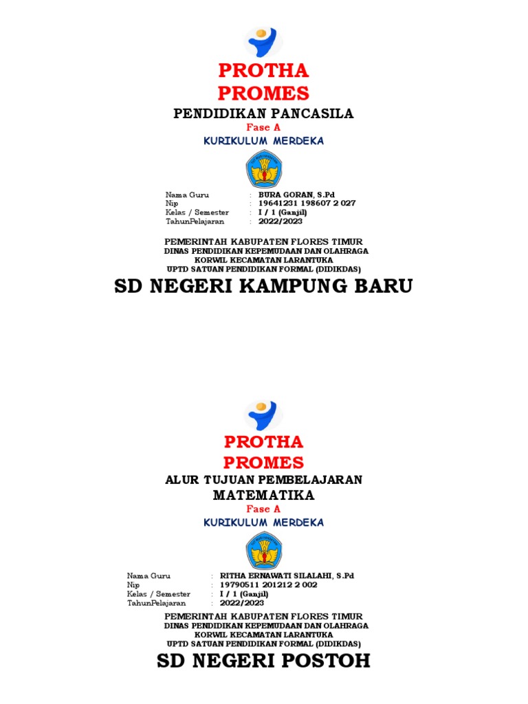 Cover ATP Kurikulum Merdeka SD Postoh | PDF | Seni & Disiplin Bahasa