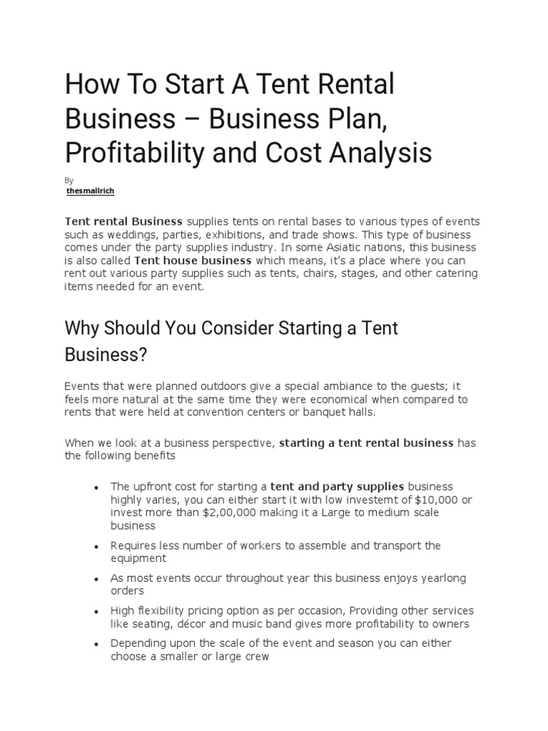 How To Start A Tent Rental Business | PDF | Tent | Insurance