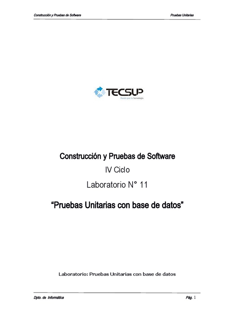 Lab11 - Pruebas Unitarias - Database | PDF | Pruebas de software | Software