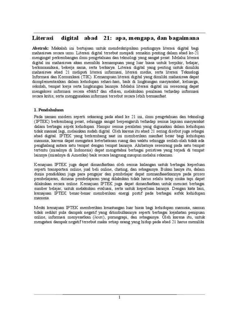 Literasi Abad 21 Dan Pentingnya Literasi | PDF | Ilmu Sosial | Komputer