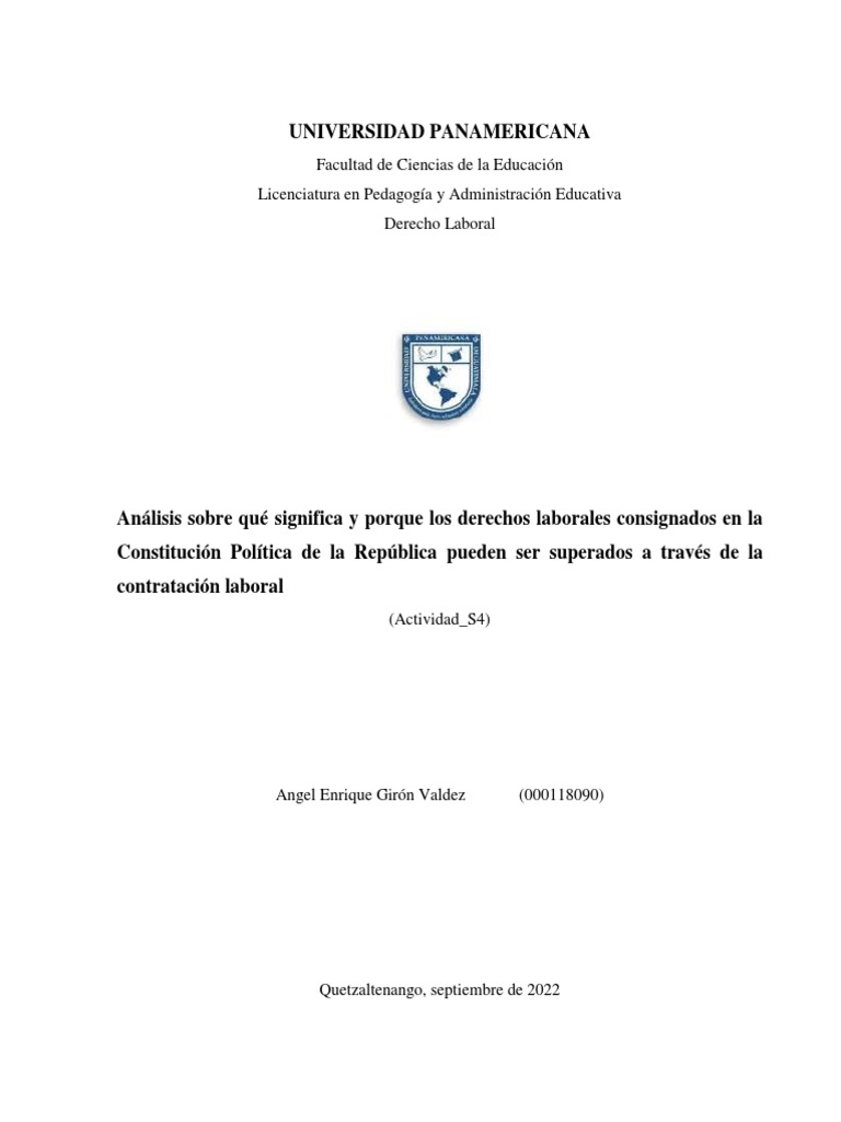 Actividad S4 Girón Angel | PDF | Derecho laboral | Constitución