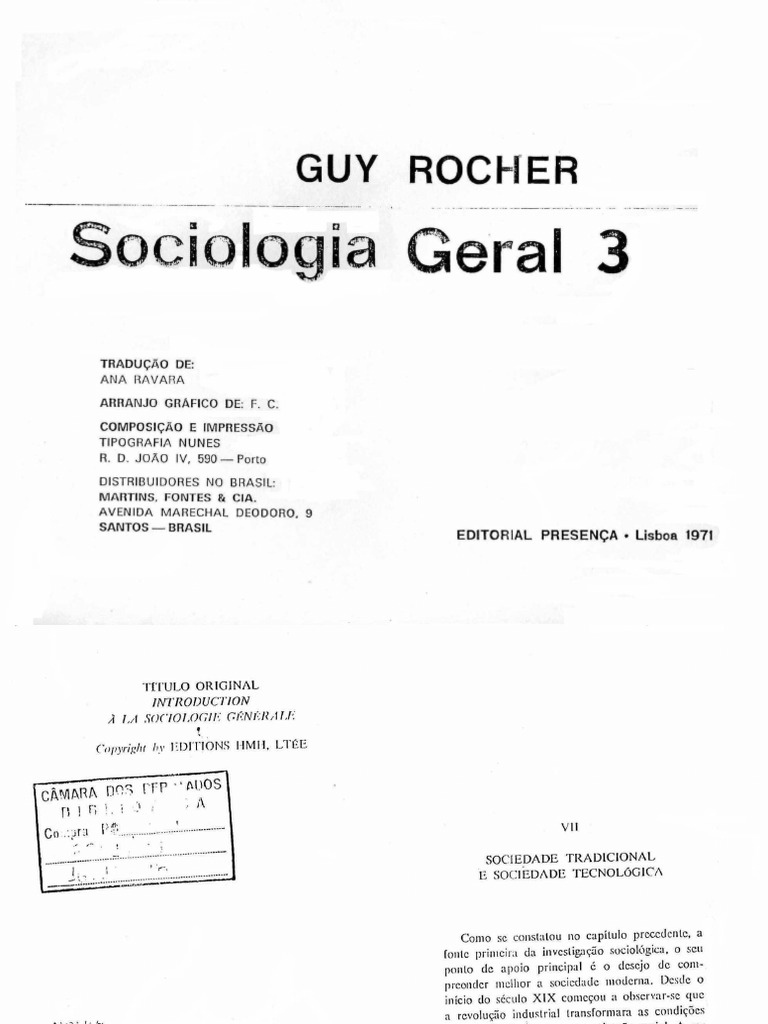 Sociedade Tradicional e Sociedade Tecnológica (Guy Rocher) | PDF