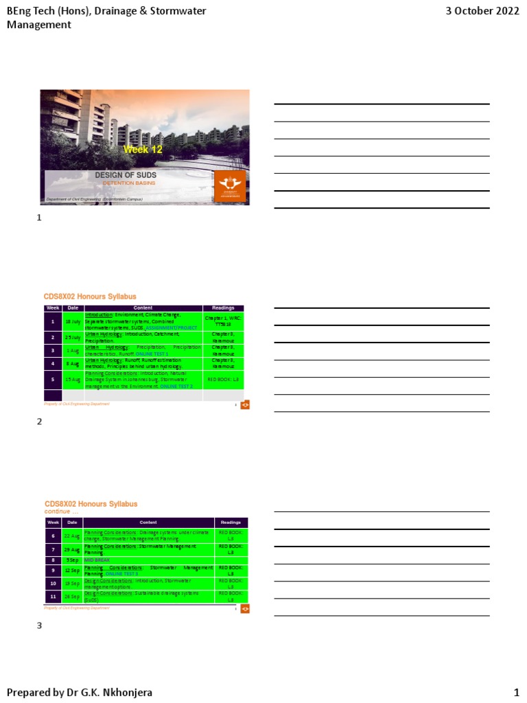 Week 13, Stormwater Management Design (SUDS), DETENTION PONDS | PDF ...