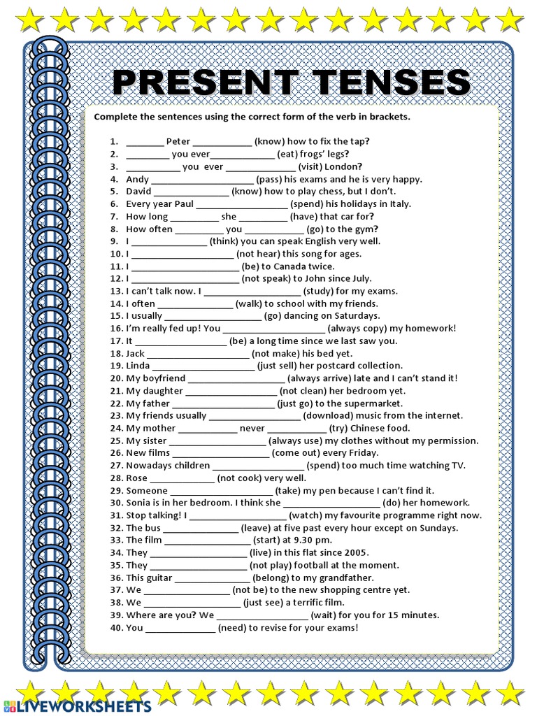 Review Present Tenses | PDF