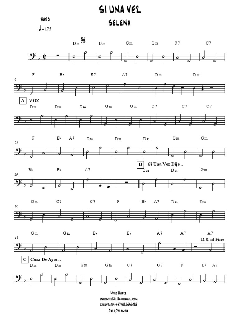 Si Una Vez - Selena - Bajo | PDF