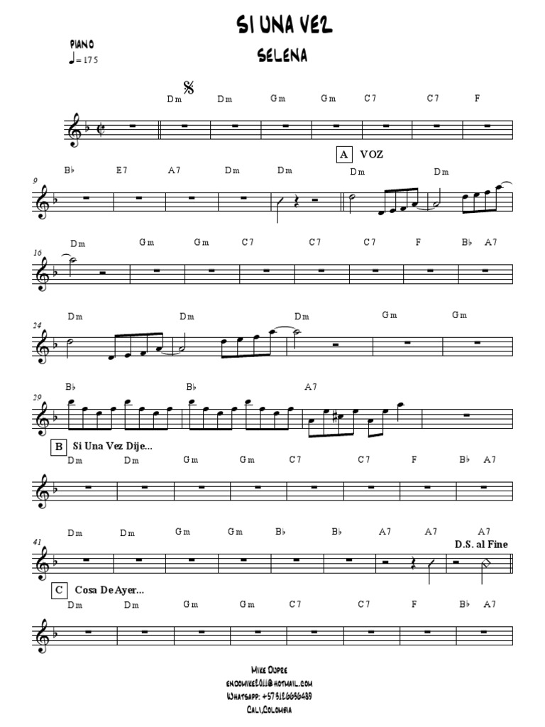 Si Una Vez - Selena - Piano | PDF