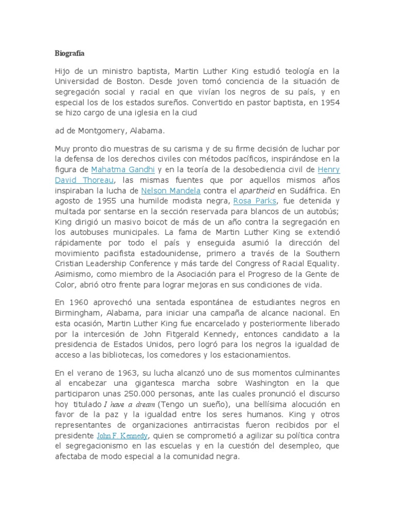 Biografía | PDF | Martin Luther King hijo.