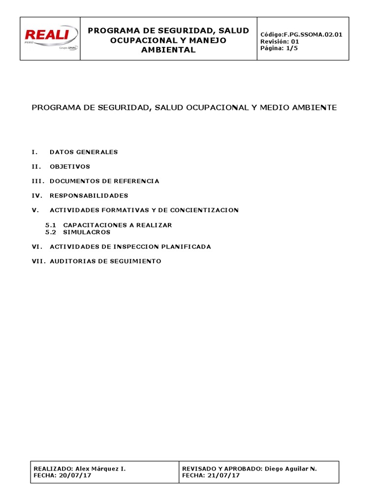 Programa SSOMA PAB. 3 CC MINKA (Rev 01) | PDF | Seguridad y salud ocupacional | Relaciones laborales