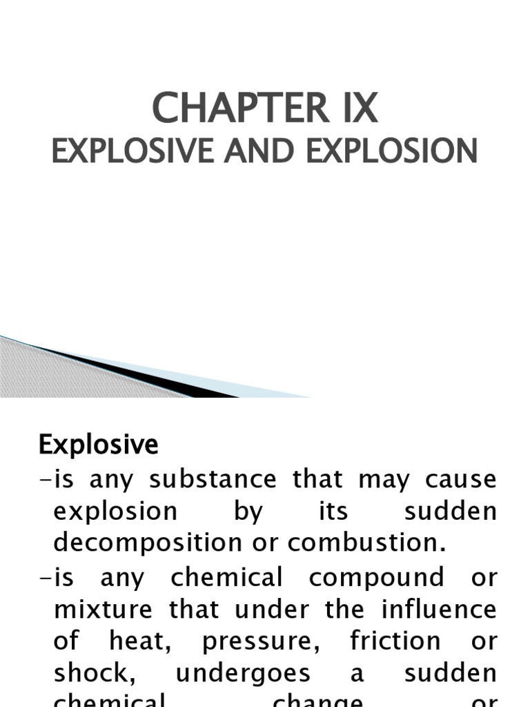 Cri 311 Chapter 9 Explosive and Explosion | PDF | Explosion | Shell ...