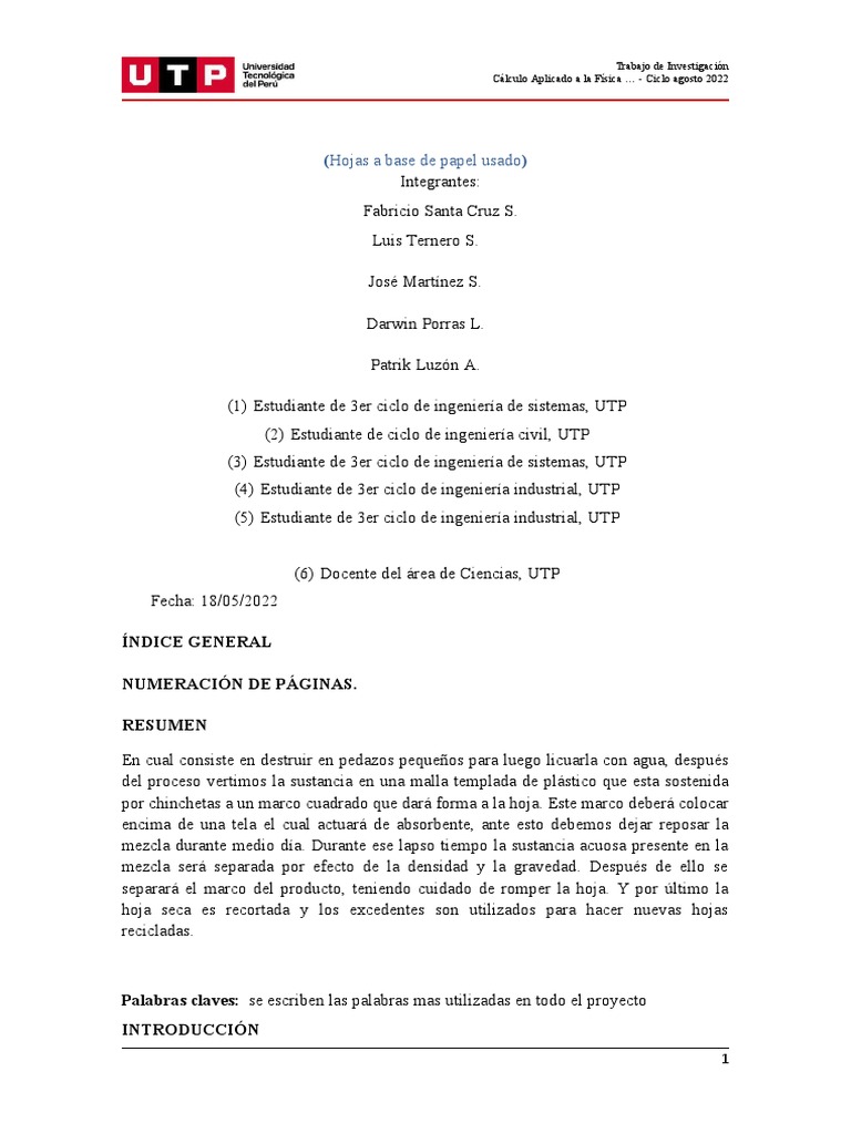 Esquema Del Trabajo Final 2022 | PDF | Papel | Teoría