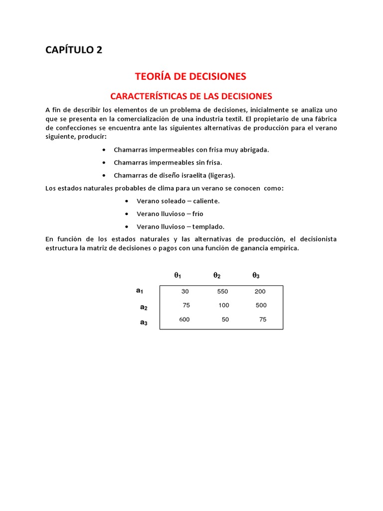 Teoría de Decisiones | PDF | Probabilidad | Diferencia