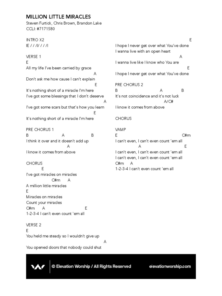 Million Little Miracles - Elevation Worship | PDF