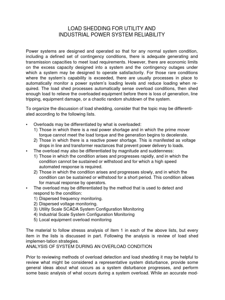 Load Shedding | PDF | Electric Generator | Electric Power System