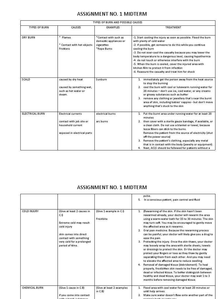 Assignment 1 First Aid | PDF | Burn | Clinical Medicine