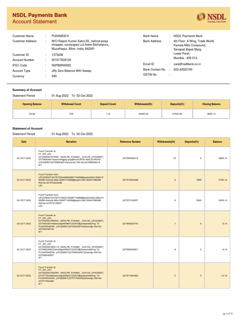 Statement 20221018101052 | PDF | Fee | Banks