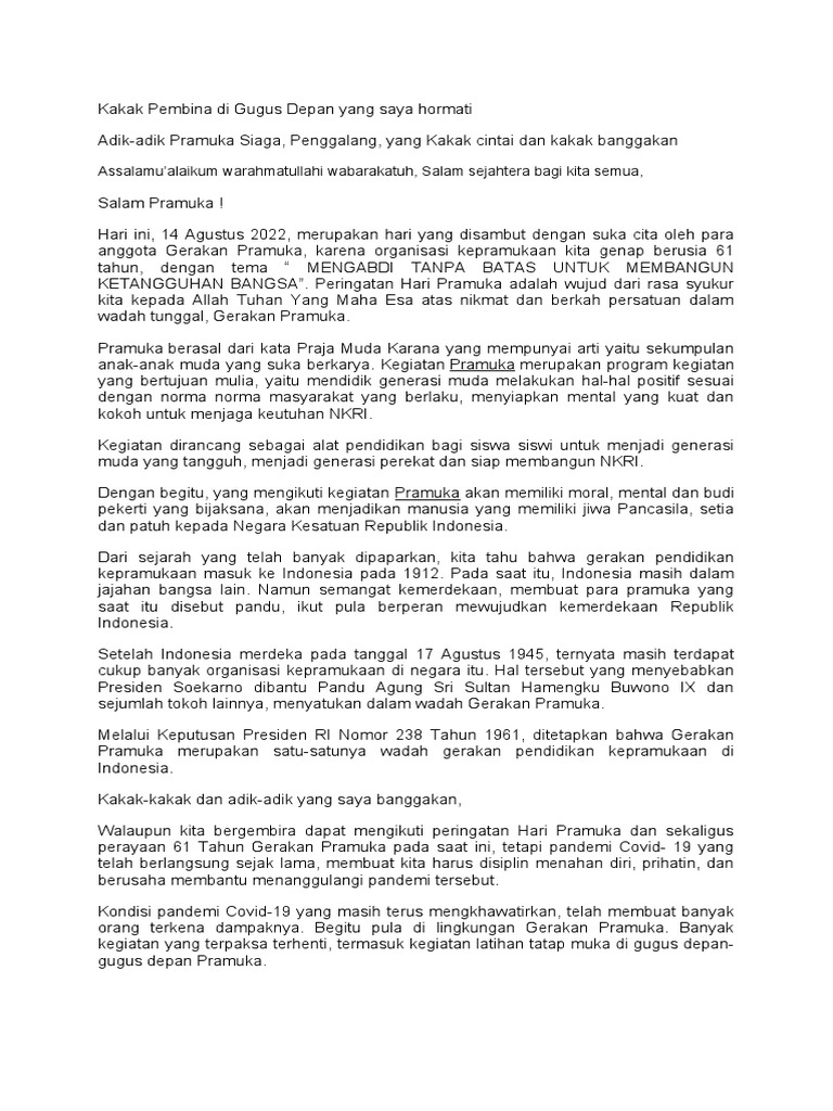 Sambutan Pembina Pramuka Ke 61 Pdf 