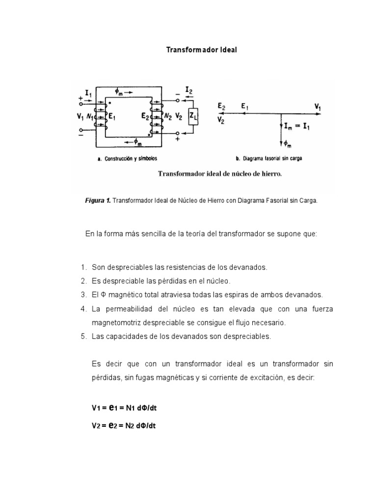 Transformador Ideal. | PDF | Transformador | Inductor