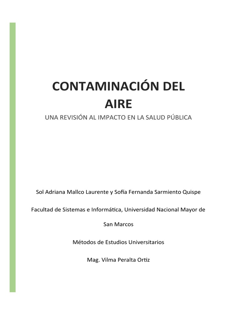 Contaminación Del Aire | PDF | Contaminación | La contaminación del aire