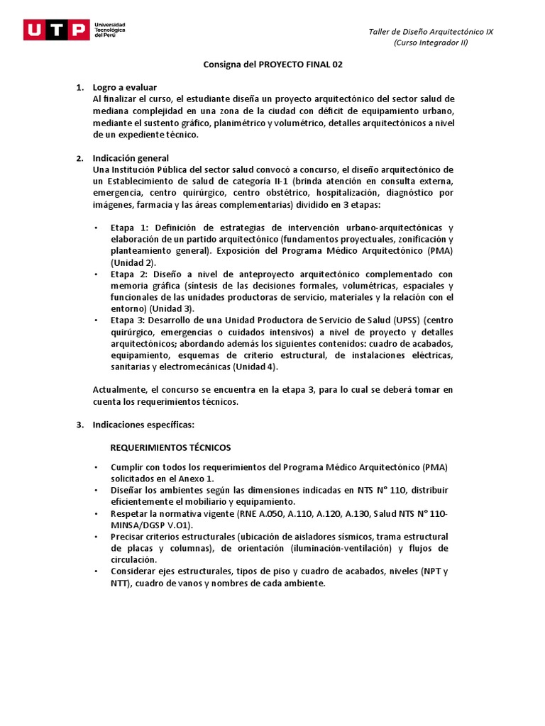 A36Q Consigna VF | PDF | Hospital | Diseño