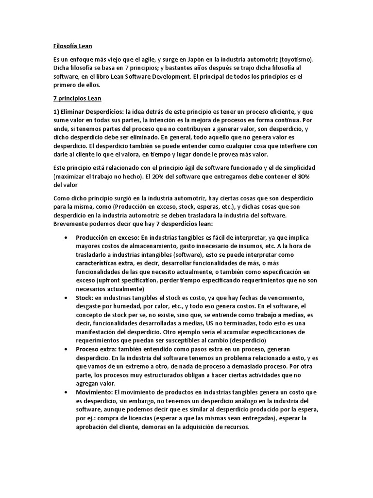 ISW U2 - Filosofia Lean | PDF | Software | Lean Manufacturing