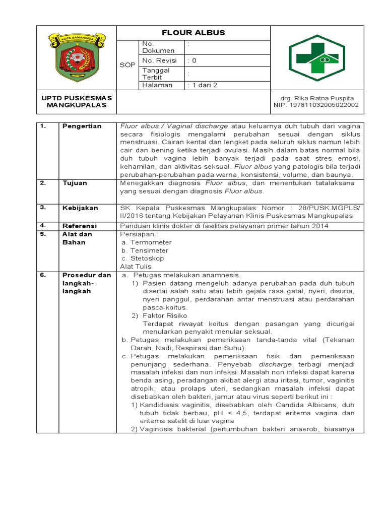 SOP Fluor Albus di Puskesmas | PDF