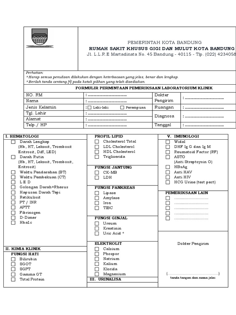 Form Rujukan Lab Klinik | PDF