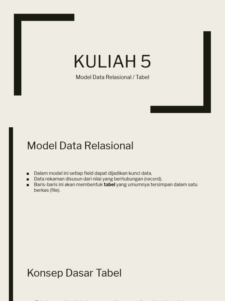 Materi - 5 - Model Data Relasional - Tabel | PDF