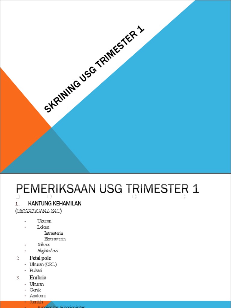 Skrining USG Trimester 1: Panduan Lengkap | PDF