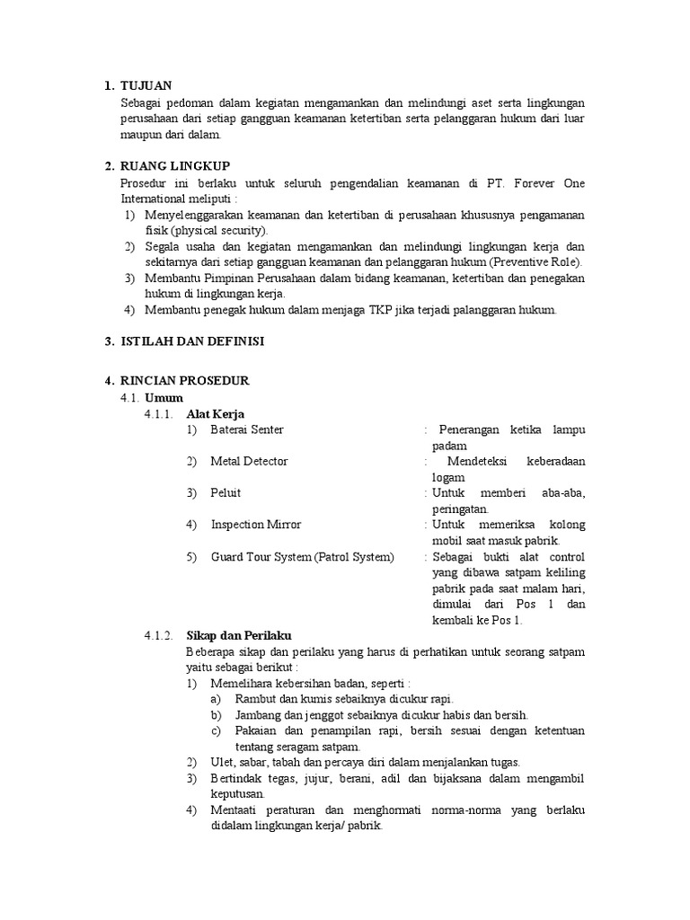 Prosedur Satpam | PDF