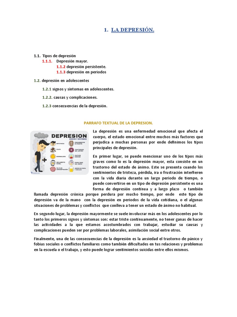 Tipos y Consecuencias de la Depresión | PDF | Depresión (estado de ...