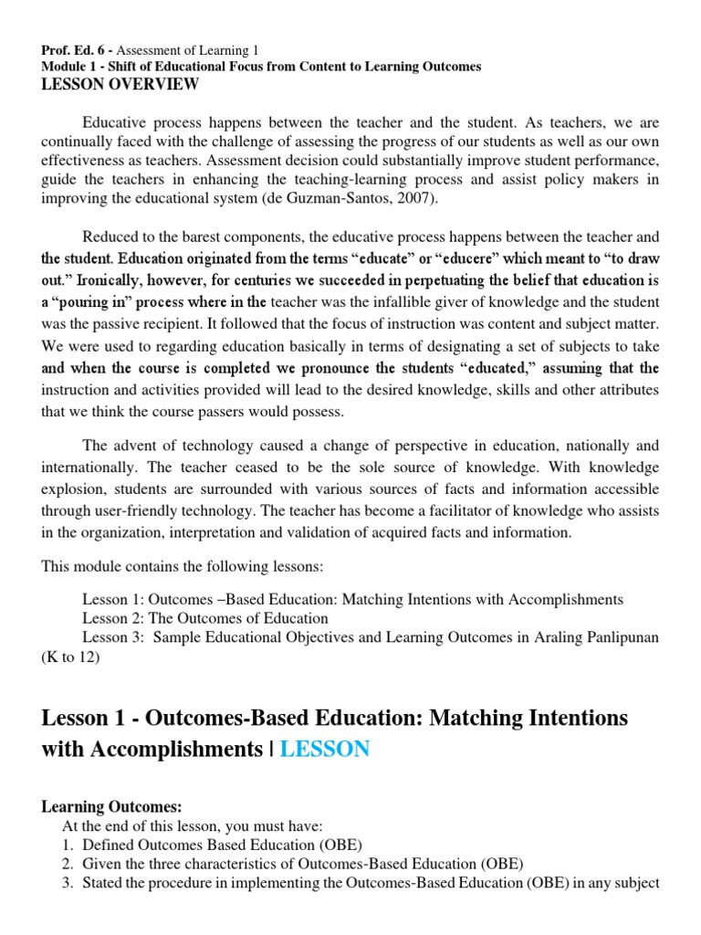 Module1 Lesson Pdf Educational Assessment Psychology