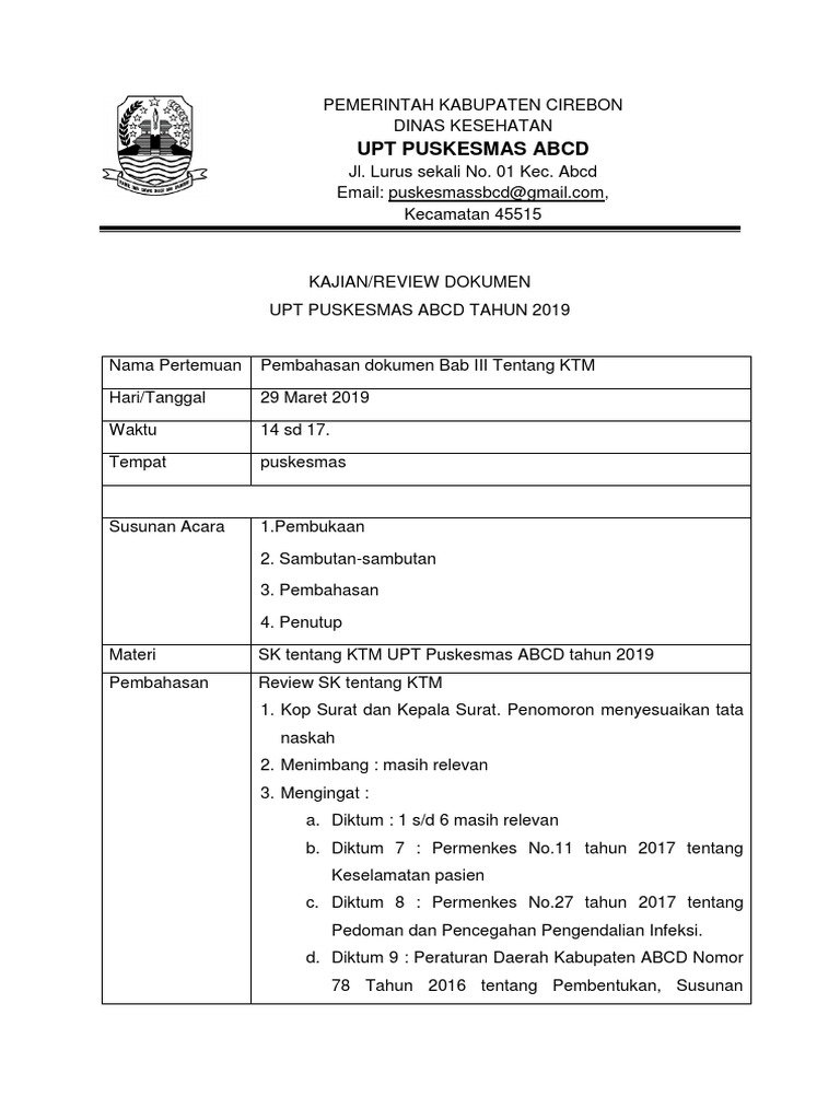 Notulen Review Dokumen | PDF