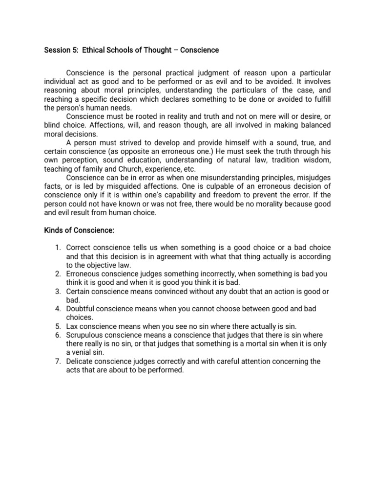Understanding Conscience in Ethics | PDF | Conscience | Reason