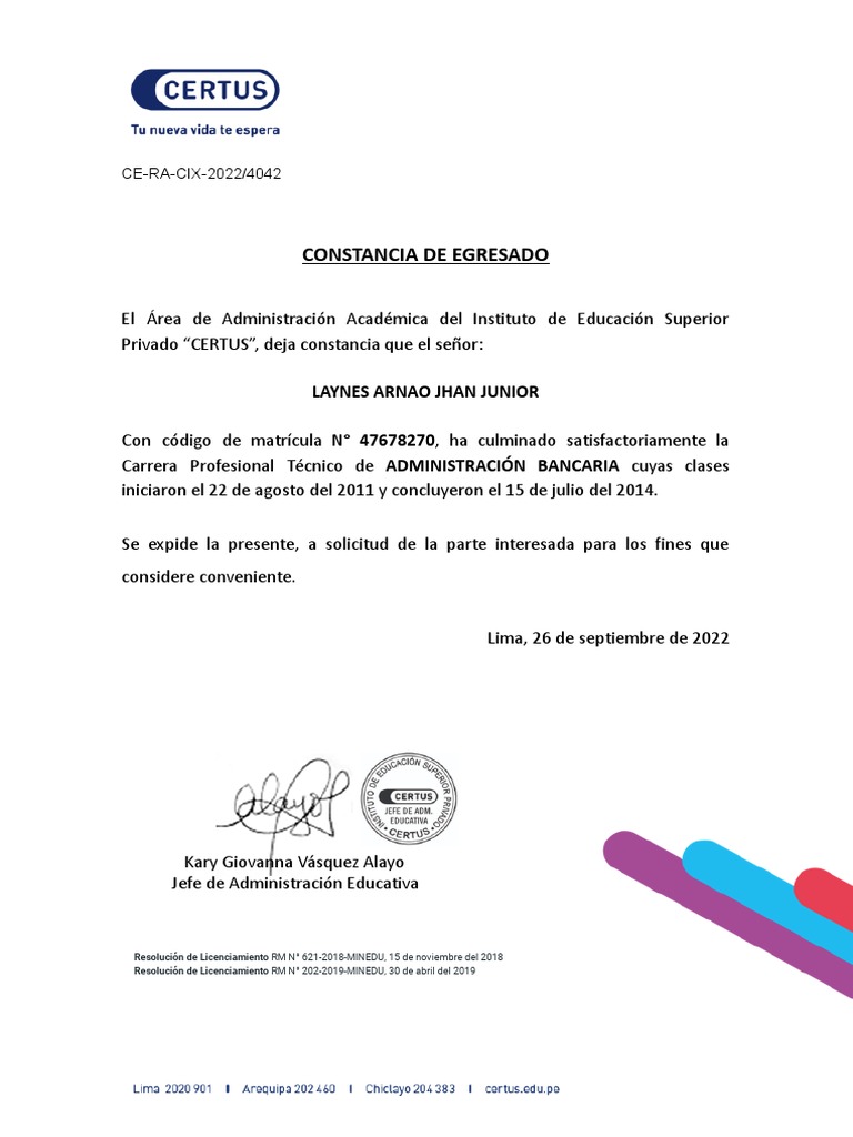 Constancia de Egresado | PDF