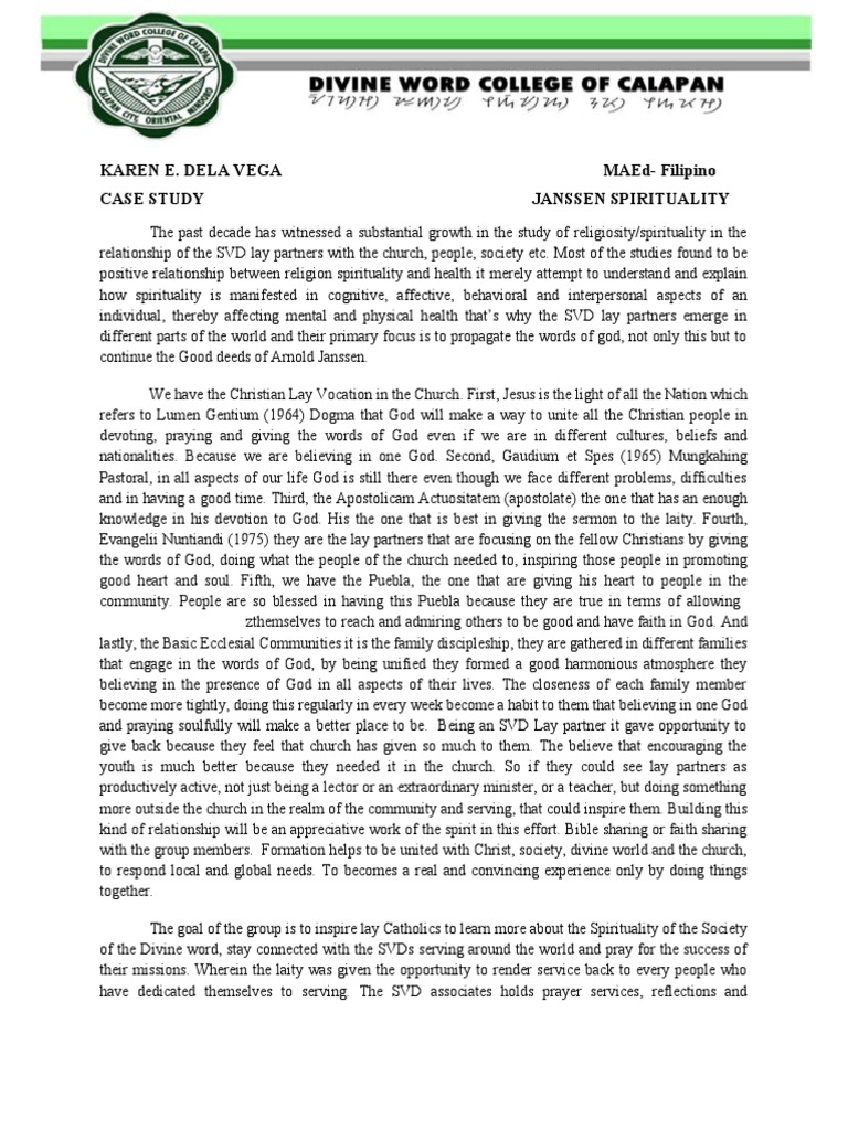 Karen E. Dela Vega, Case Study | PDF | Laity | Prayer