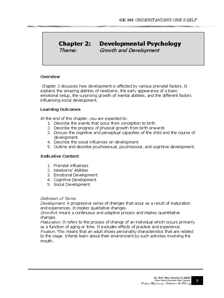 GE 101 - Chapter 2 | PDF | Cognitive Development | Childhood