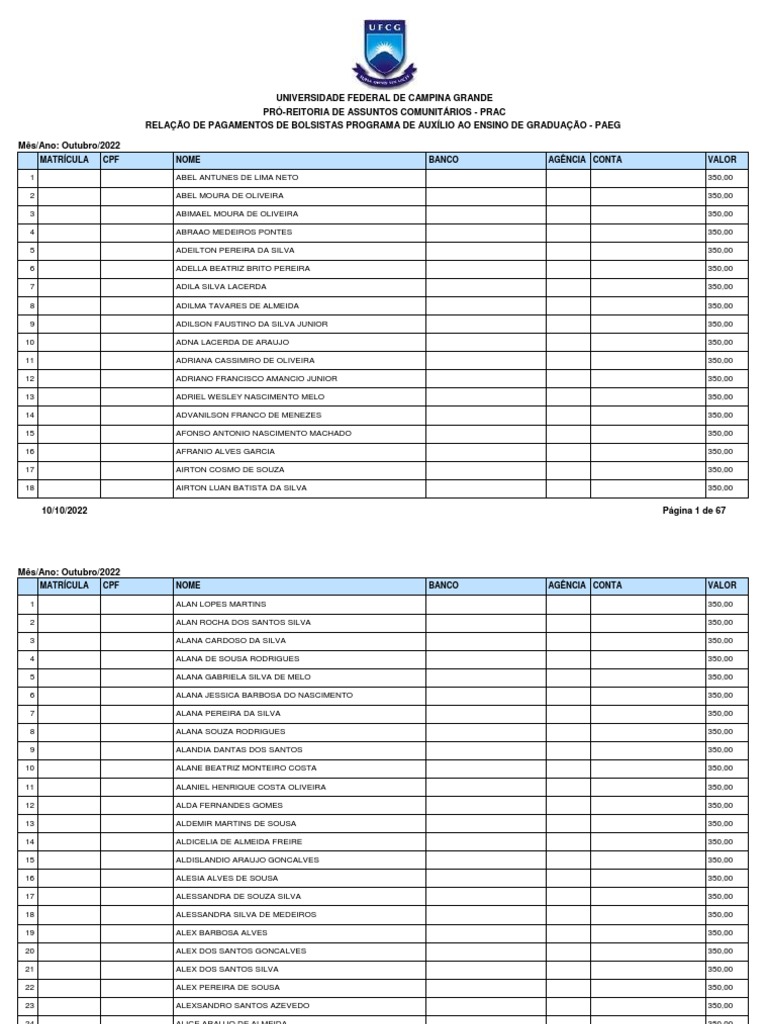 Paeg Outubro 2022 | PDF