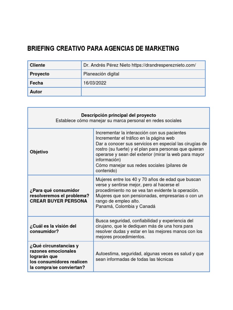 Brief Planeación Estrategia Digital | PDF | Marketing | Marca